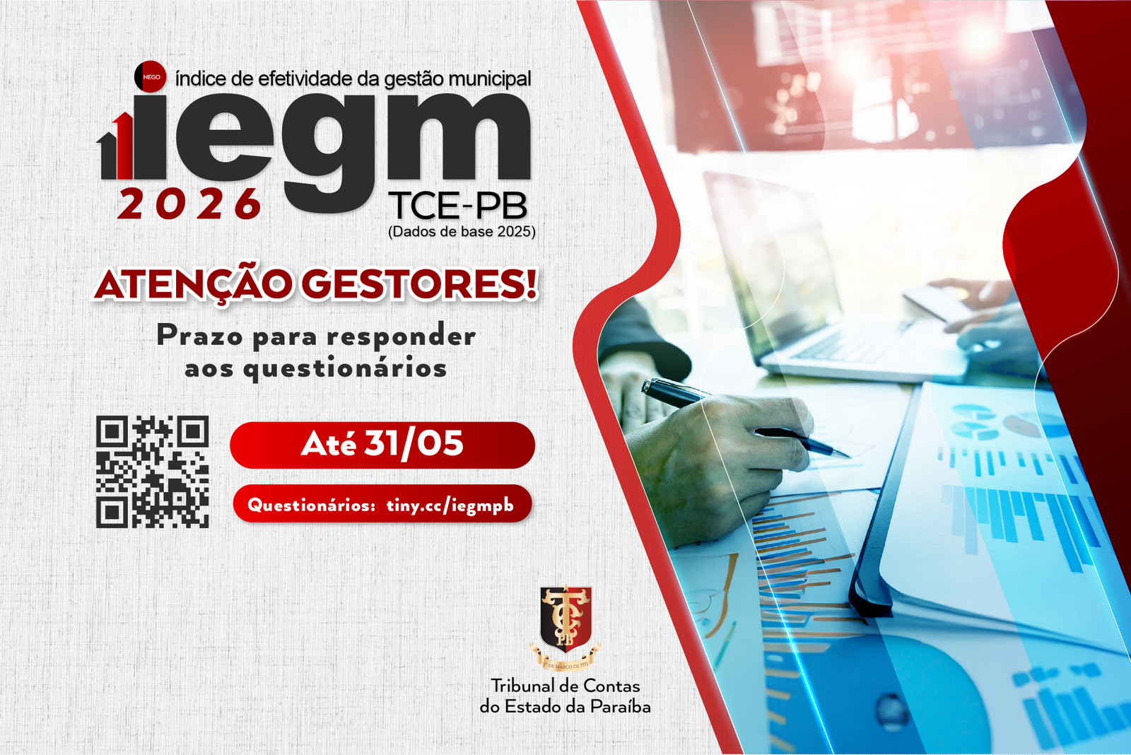 TCE-PB estabelece prazo para envio de questionários do IEGM 2026 pelos ...
